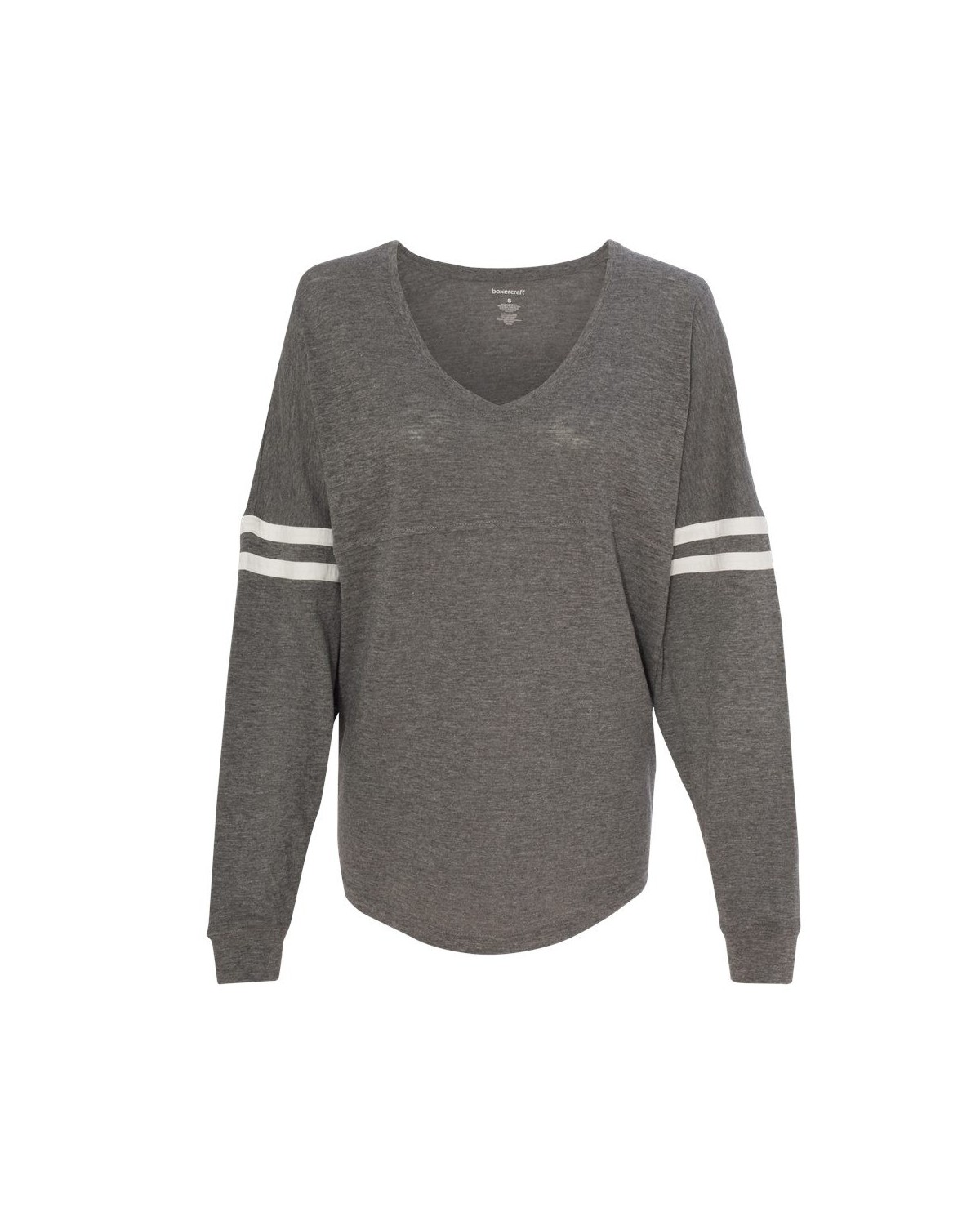 Boxercraft T17 Women's Slub Jersey Varsitee V-Neck Long Sleeve T-Shirt ...