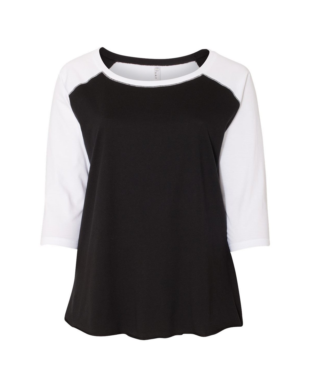 LAT 3830 Curvy Collection Women's Baseball Three-Quarter Sleeve Tee ...
